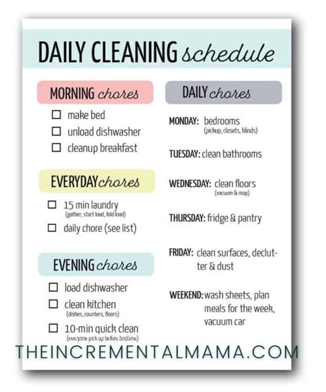 Easy Printable Cleaning Schedule For Working Moms Cleaning Schedule