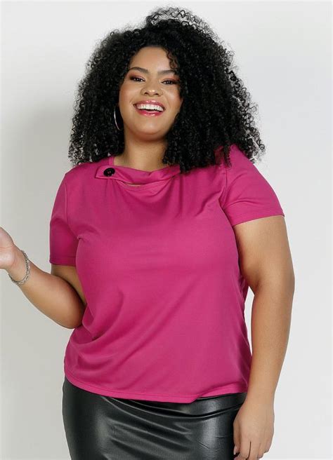 Blusa Pink O E Mangas Curtas Plus Size Marguerite