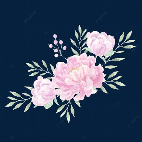 Romantic Light Pink Peony Watercolor Flower Arrangement Wedding Decor