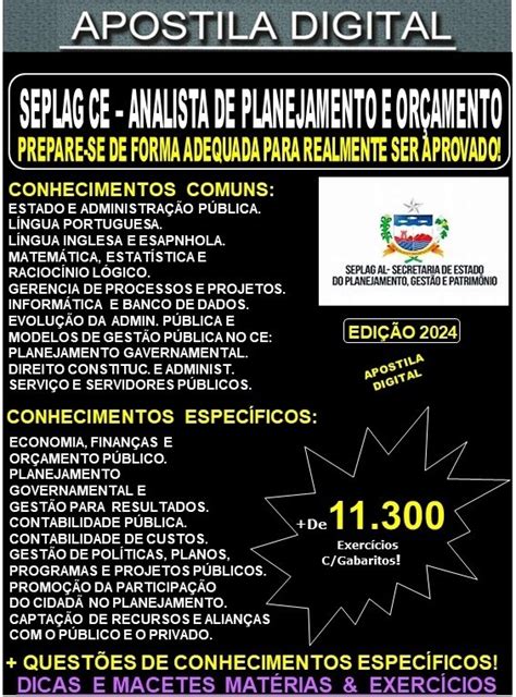 Apostila SEPLAG CE ANALISTA de PLANEJAMENTO e ORÇAMENTO Teoria 11