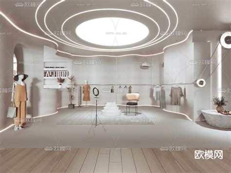 侘寂风服装店直播间3d模型下载 ID11940734 3dmax免费模型 欧模网