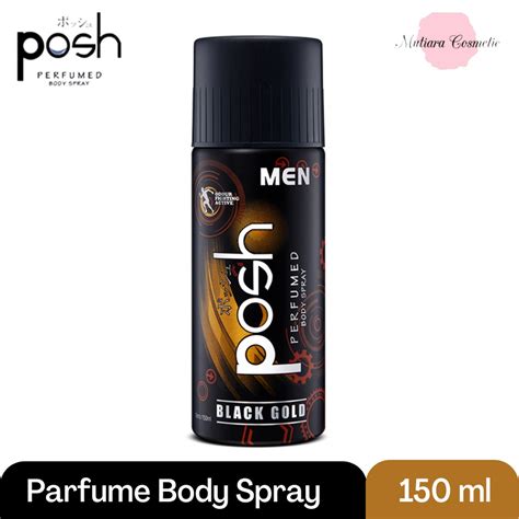 Jual Posh Men Body Spray Black Gold 150 Ml Shopee Indonesia