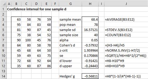 ci for one sample cohen s d real statistics using excel