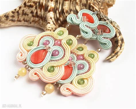 wyjątkowe kolczyki sutasz soutache pastel ღ art Madam pl