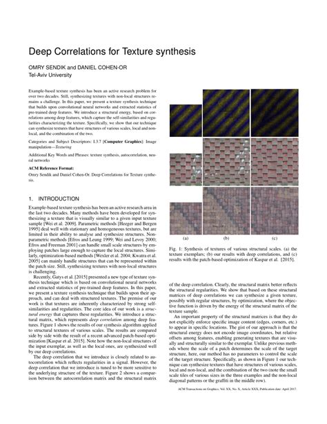 pdf deep correlations for texture synthesis