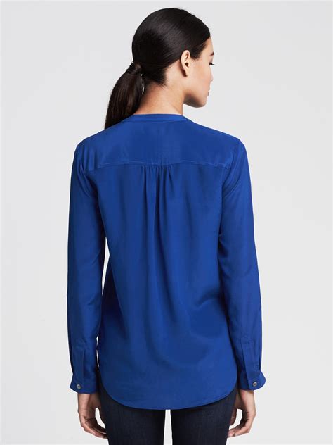 Dark Silk Popover Blouse Banana Republic