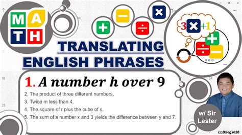 translating into algebraic expressions math 7 2nd unit 1 lesson 2 practice exercises a youtube