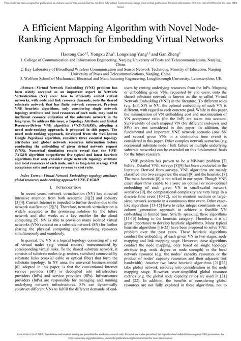 pdf a efficient mapping algorithm with novel node ranking approach for embedding virtual networks