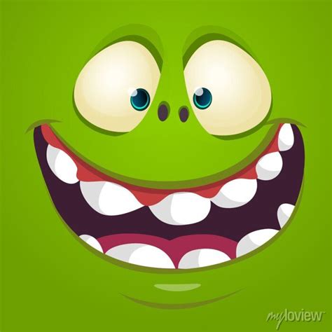 Cara De Monstro Dos Desenhos Animados Vector Halloween Chocado