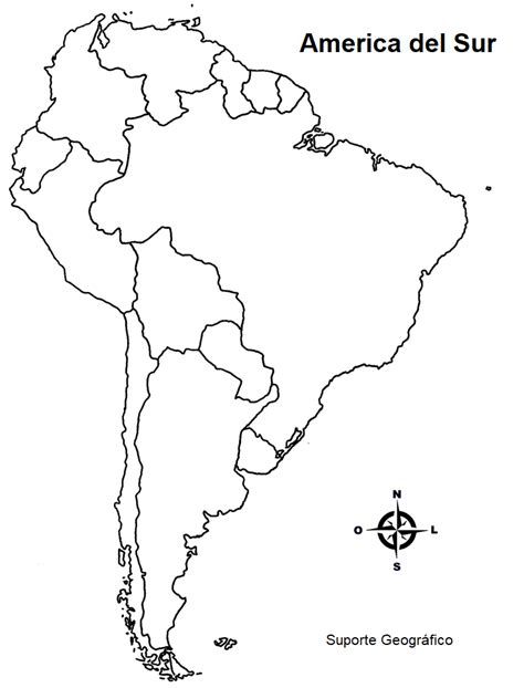 Mapa De America Del Sur En Blanco Y Negro