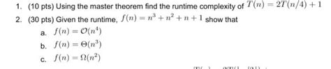 solved using the master theorem find the runtime complexity of t n 27 1 answer