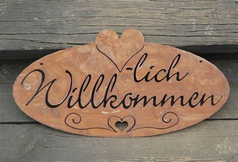 Herzlich Willkommen Schild Rost Edelrost Türschild eBay