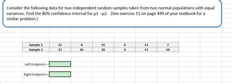 solved consider the following data for two independent