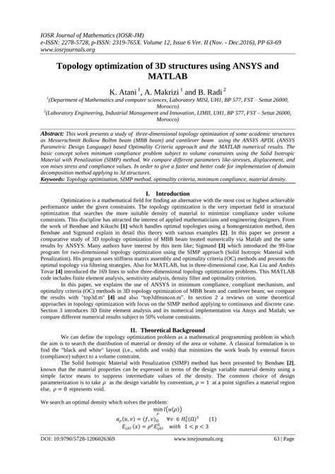 pdf topology optimization of 3d structures using ansys and matlab dokumen tips