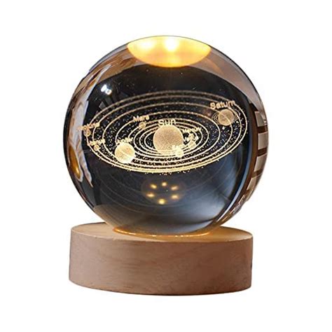GITGRNTH 3D Galaxy Crystal Ball Lamp Solar System Night Light 3D