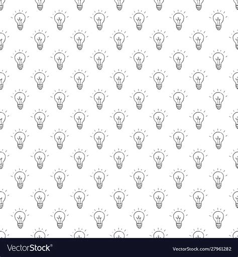 Light Bulb Seamless Pattern Hand Drawn Royalty Free Vector