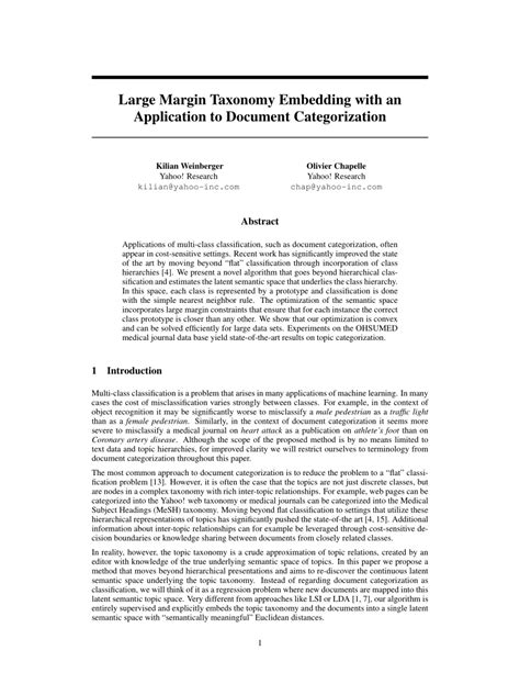 pdf large margin taxonomy embedding with an application to document categorization