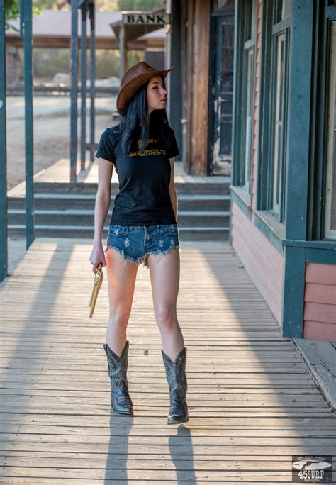 Gold 45 Revolver Cowgirl In Daisy Dukes Cutoffs Jeans Deni Flickr