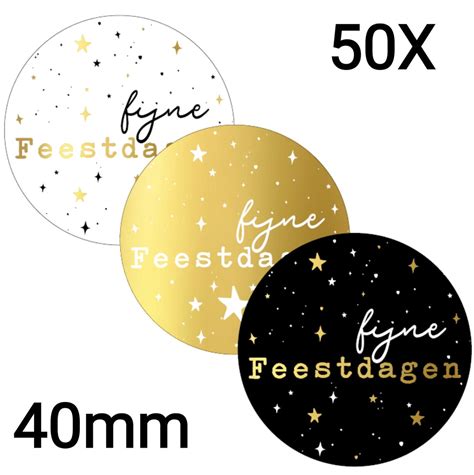 50 Sluitstickers 3 Kleuren Stickers Fijne Feestdagen Kerststickers