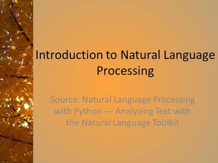 Introduction To Natural Language Processing Source Natural Language
