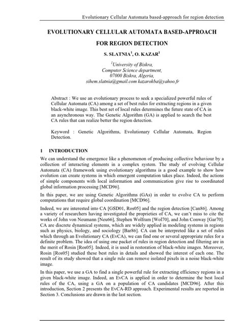 evolutionary cellular automata based approach for region detection pdf evolution genetic