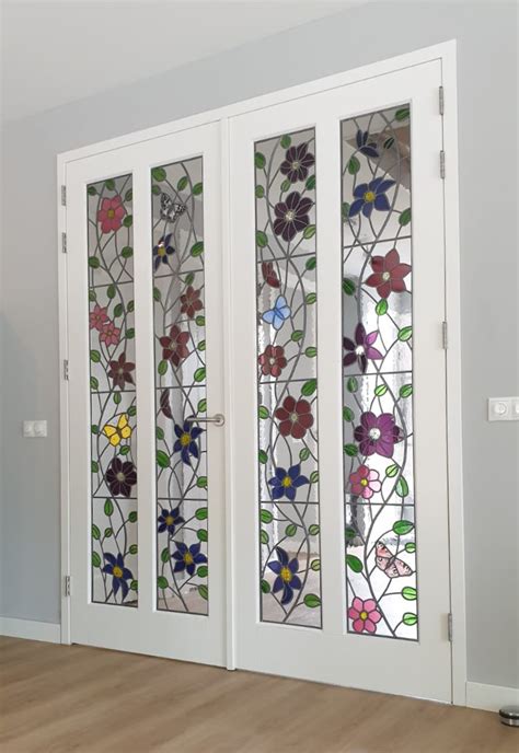 Clematissen En Vlinders Glas In Lood Deurpanelen Welkom Bij Magies Glas