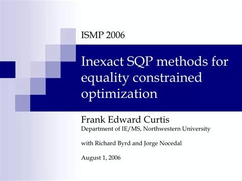 ppt inexact sqp methods for equality constrained optimization powerpoint presentation id 9170334