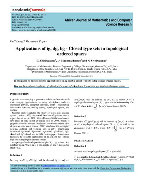 pdf applications of ig dg bg closed type sets in topological ordered spaces dr g