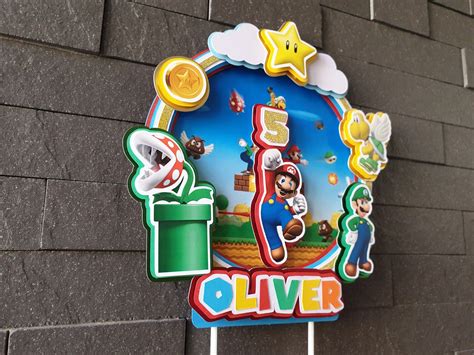Personalizado Super Mario Bros Cake Topper 3D Con Nombre Y Etsy