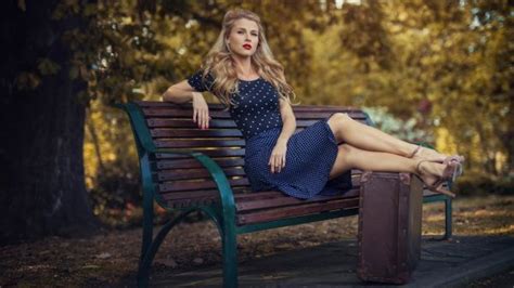 Wallpaper Trees Women Outdoors Model Blonde Depth Of Field Long