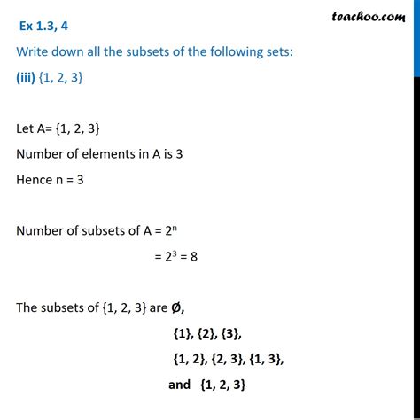 ex 1 3 4 write down all the subsets of i {a} {a b}