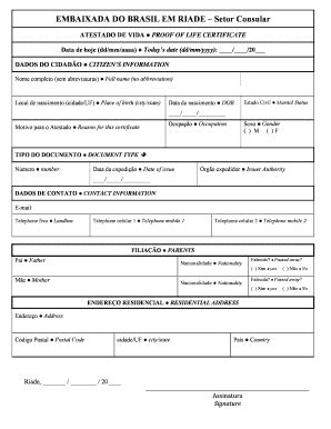 Fillable Online Brazemb Ksa Atestado De Vida Proof Of Life Certificate
