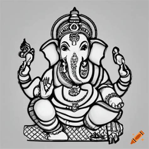 Coloring Book Page Featuring Lord Ganesh
