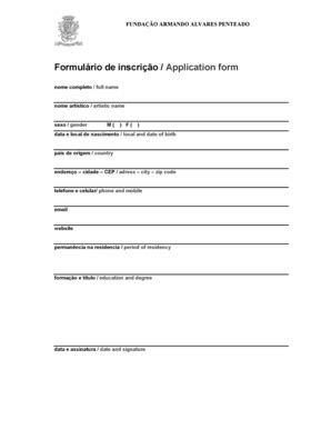 Fillable Online Faap Formul Rio De Inscri O Application Form Faap