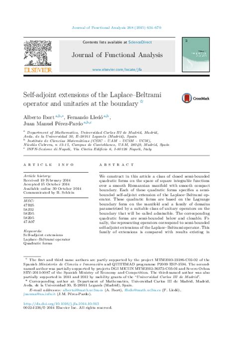 self adjoint extensions of the laplace beltrami operator and unitaries at the boundary alberto