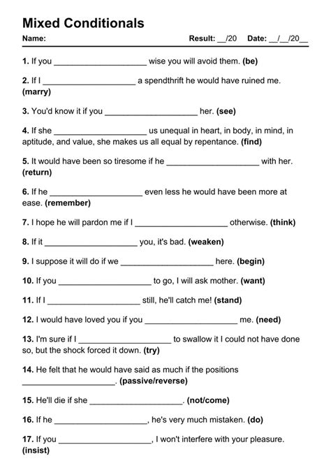 Mixed Conditionals Pdf Worksheets With Answers Grammarism