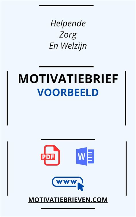Motivatiebrief Helpende Zorg En Welzijn Voorbeeld