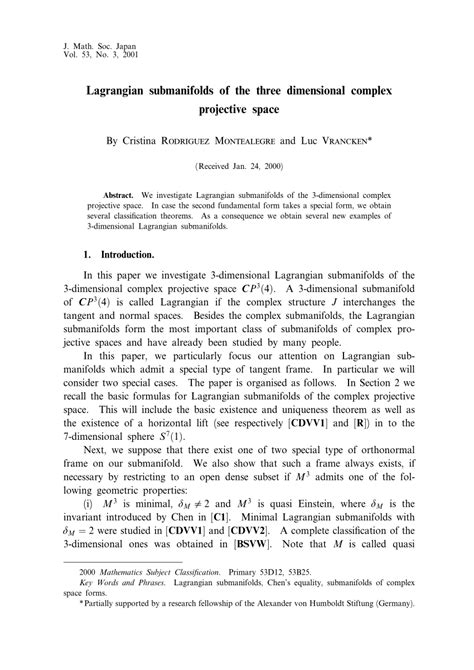 pdf three dimensional lagrangian submanifolds of the complex projective space