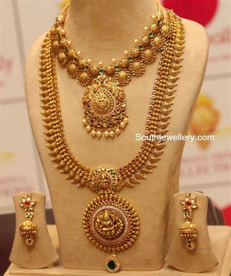 Antique Gold Mango Haram With Lakshmi Pendant By Naj Jewellery Indian