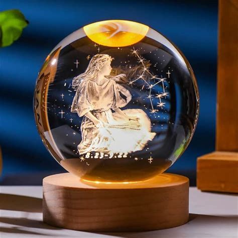 3D Art Crystal Ball Night Lamp Luminous Crystal Ball Decoration Solar