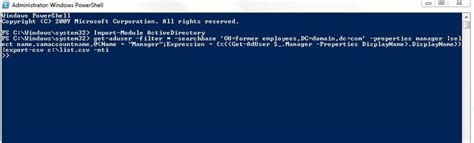 export username and manager s name powershell script programming and development spiceworks
