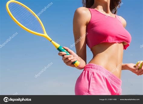 Sexy Tennis Girl Female Tennis Player With Racket Healthy Lifestyle