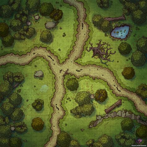 Battlemap 28x28 1960x1960px Wilderness Crossroads FantasyMaps