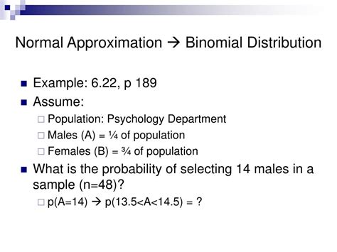 normal approximation of binomial distribution binomia