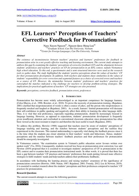 pdf efl learners perceptions of teachers corrective feedback for pronunciation