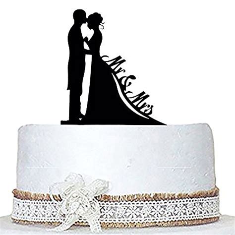 MR MRS BRIDE AND GROOM SILHOUETTE WEDDING BIRTHDAY CAKE TOPPER GTIN