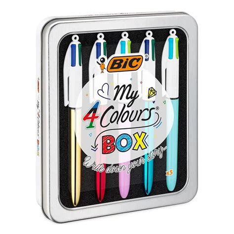Coffret De 3 Stylos BIC 4 Couleurs Shine Et 2 Stylos BIC 4 Couleur Fun