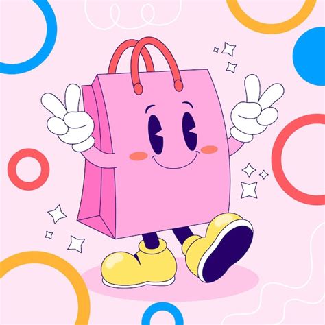 Ilustración de dibujos animados de bolsas de compras dibujadas a mano