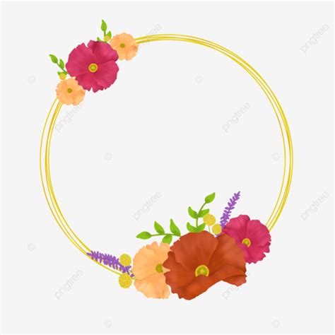 Gold Circle Frames PNG Picture Flowers Gold Circle Frame Flowers