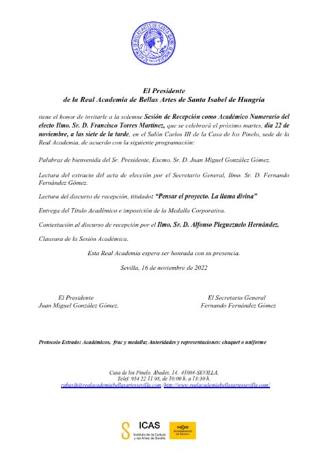Sesión de Recepción como Académico Numerario del electo Ilmo Sr D